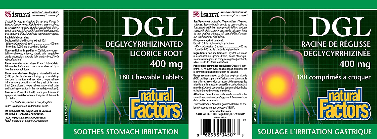 Natural Factors DGL 400mg 90 Chewable Tablets - GD VITAMIN