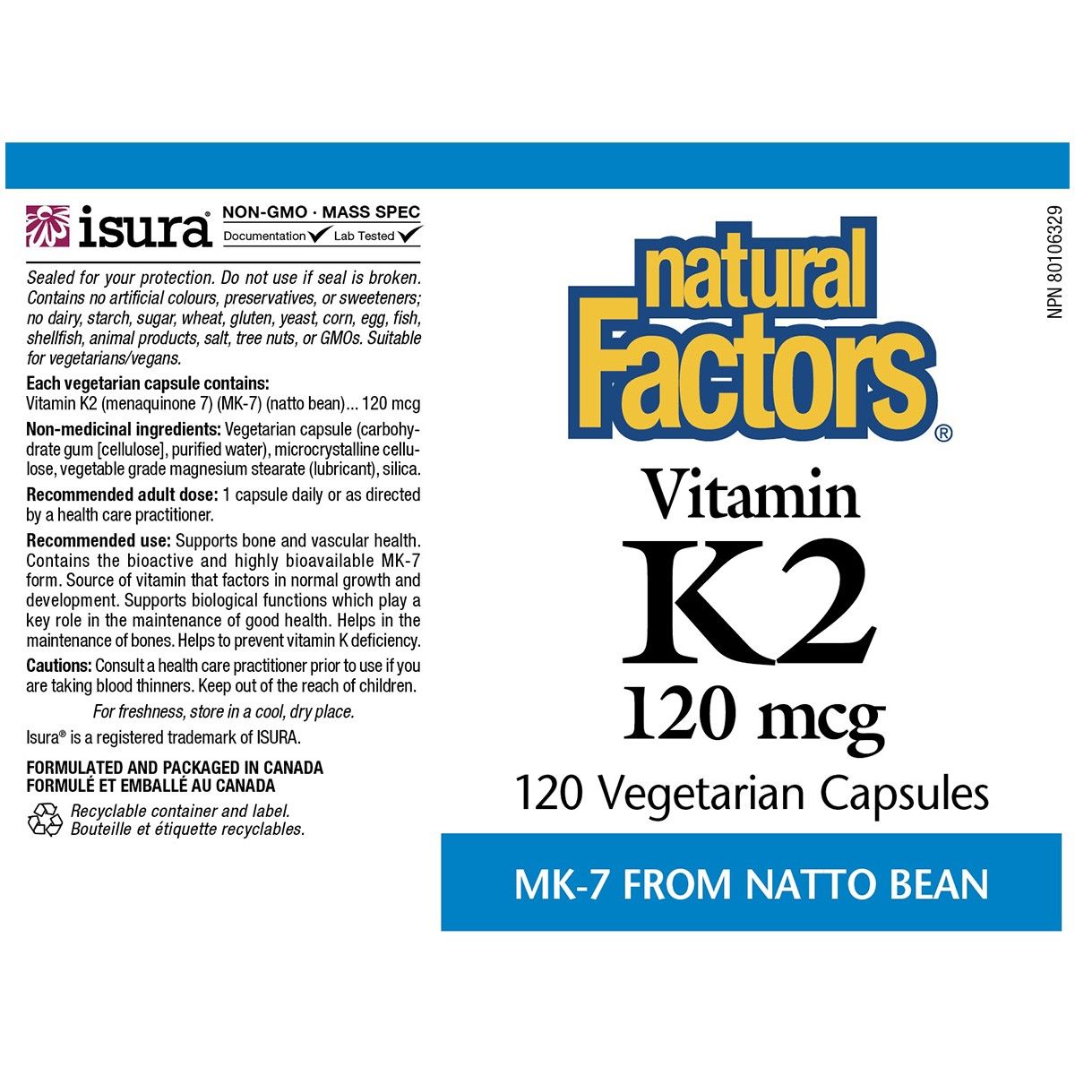 Natural Factors Vitamin K2 120mcg 120caps - GD VITAMIN